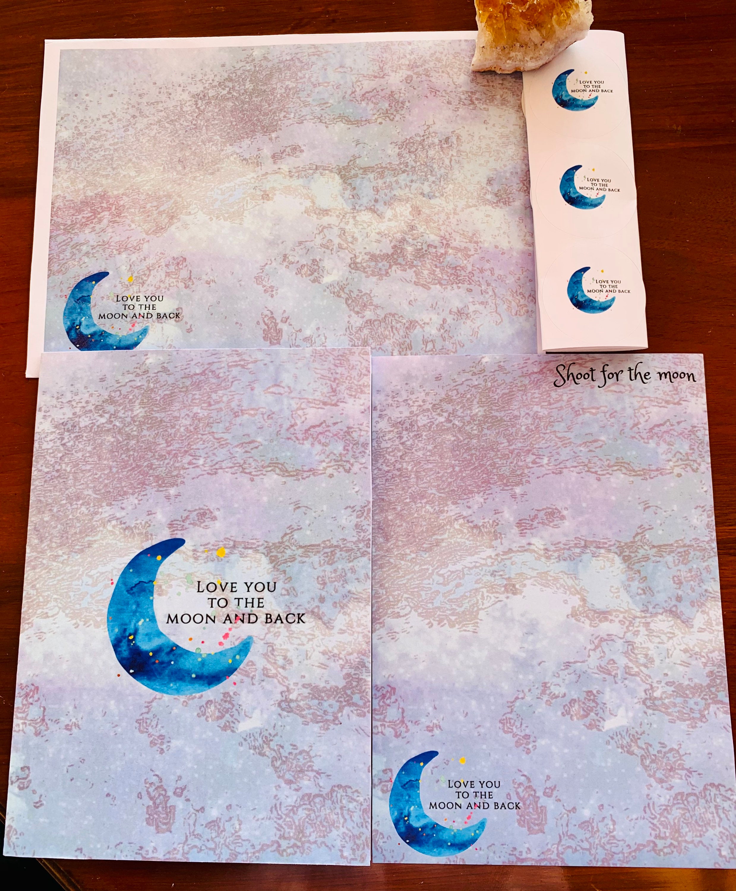 Crescent Moon Writing Set Lunar Stationary Letter to | Etsy