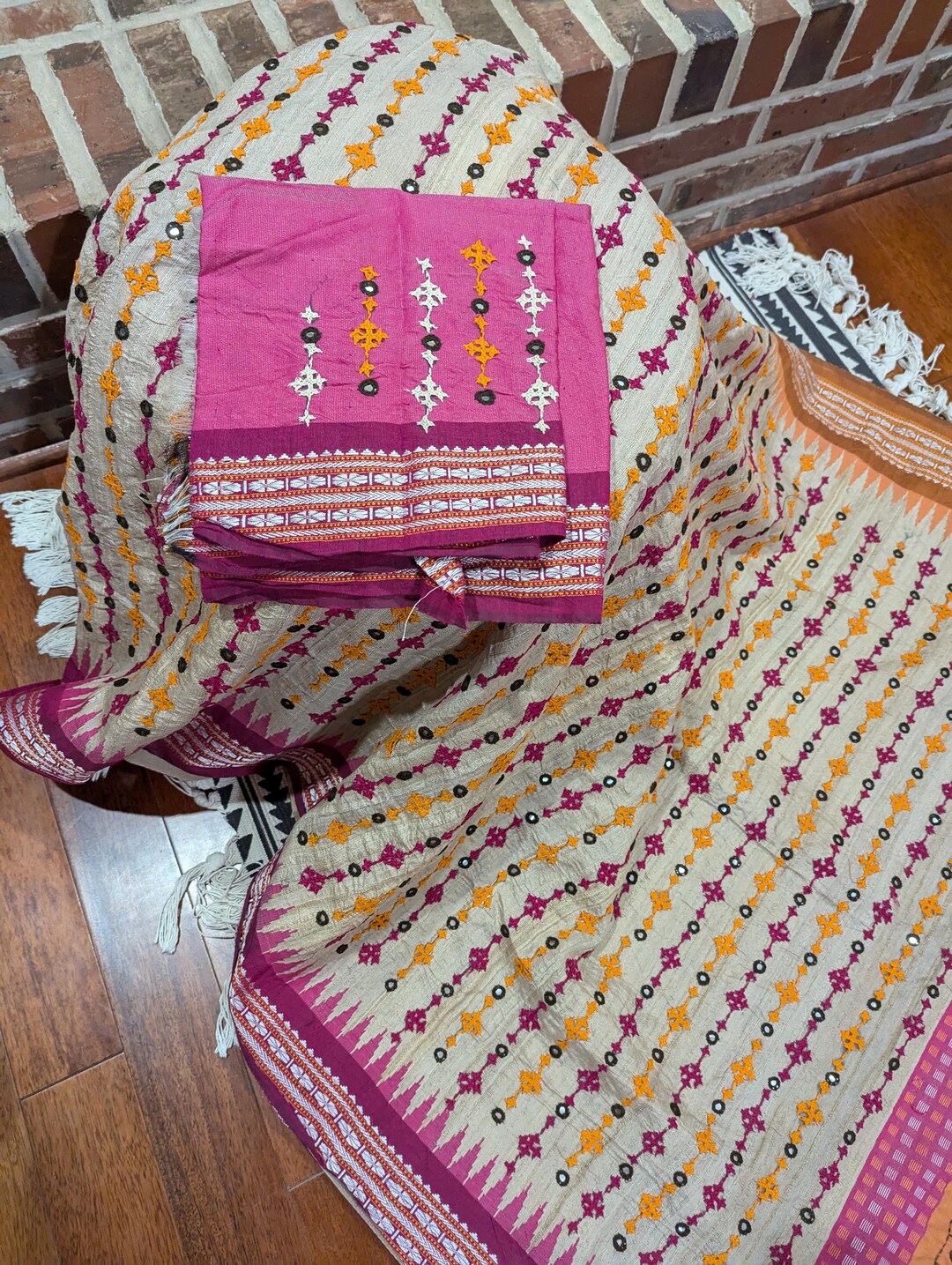 Hand Kutch Stitch on Tussar - Etsy