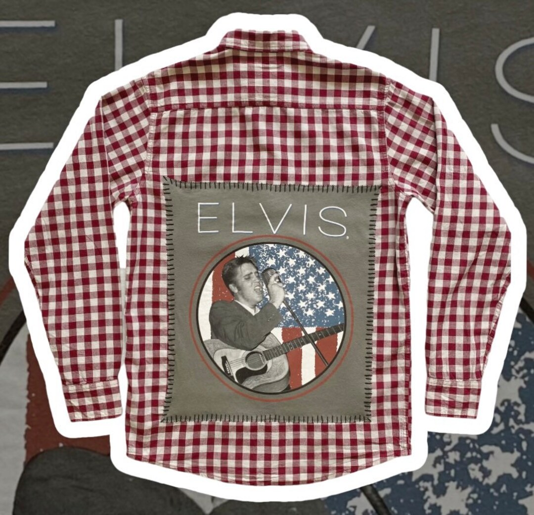Custom Elvis Presley Patched Flannel - Etsy