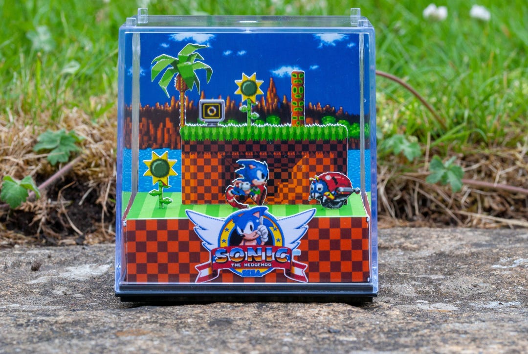 SONIC THE HEDGEHOG - Retro Handmade 3D Game Cube Diorama - Etsy