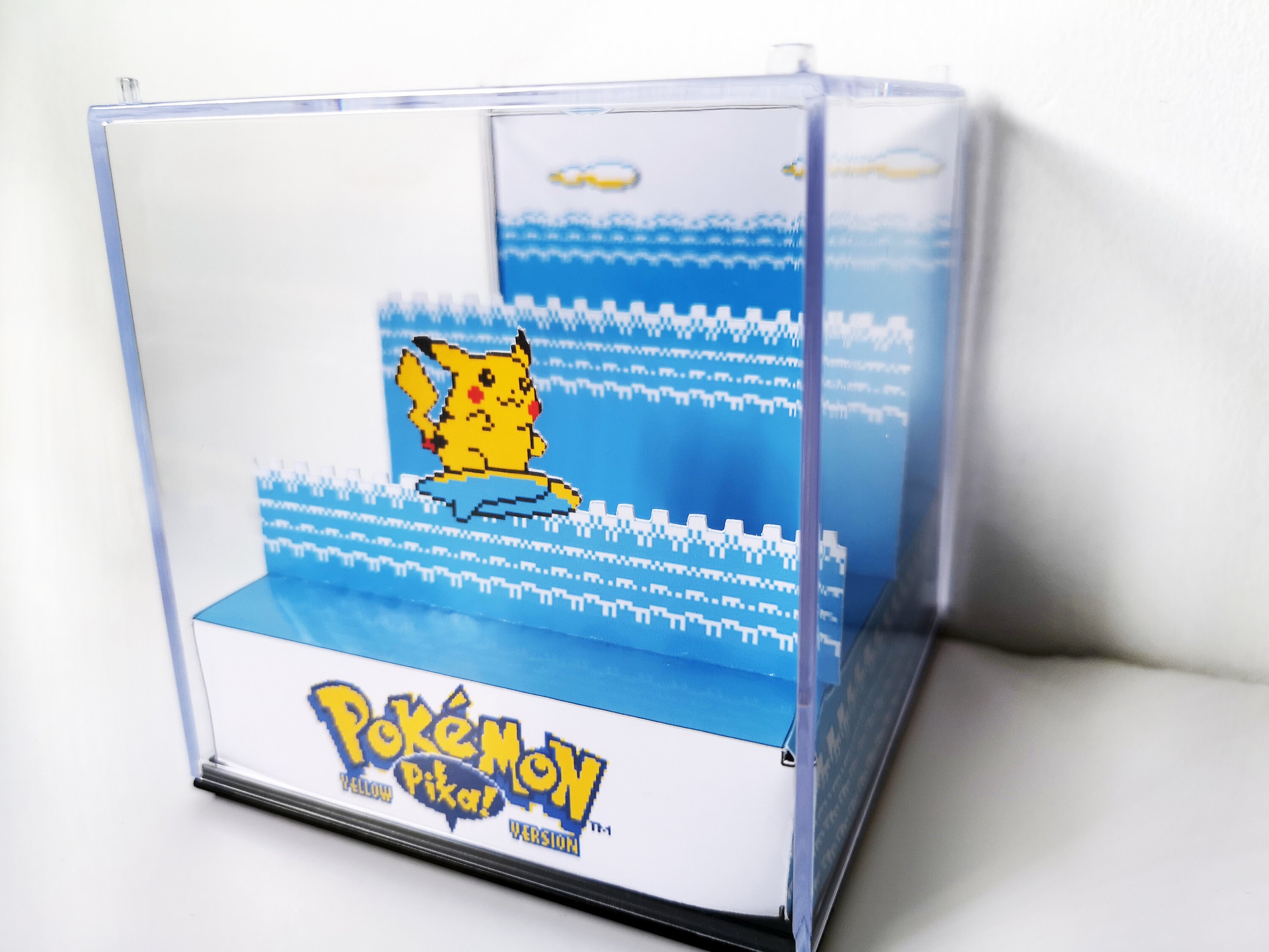 POKEMON SURFING PIKACHU Pokemon Yellow 3D Game Cube Diorama | Etsy
