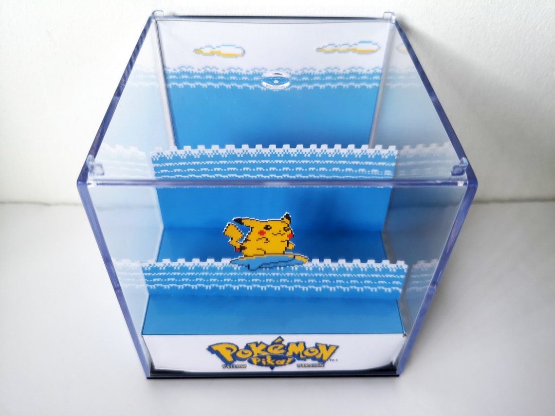 POKEMON SURFING PIKACHU Pokemon Yellow 3D Game Cube Diorama - Etsy