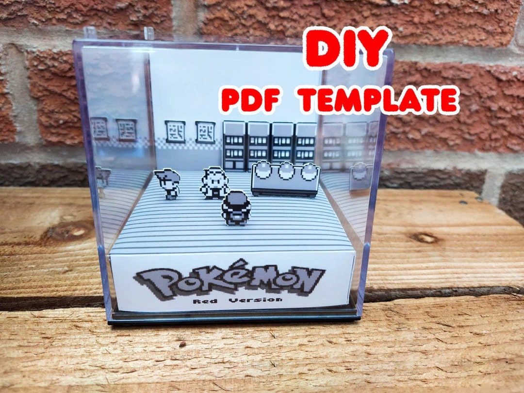 POKEMON RED Oak's Lab DIY Template Make Your Own 3D - Etsy