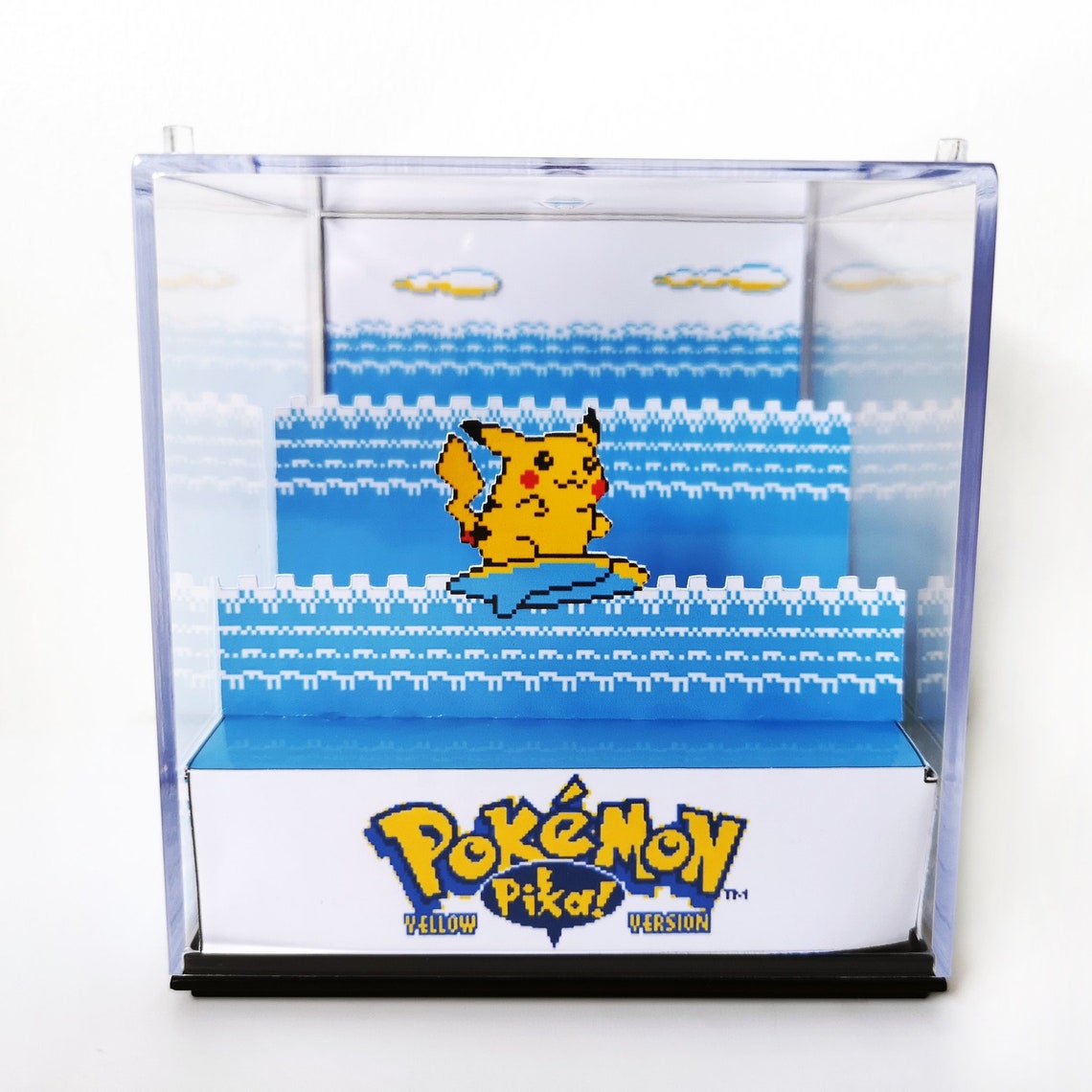 POKEMON SURFING PIKACHU Pokemon Yellow 3D Game Cube Diorama | Etsy