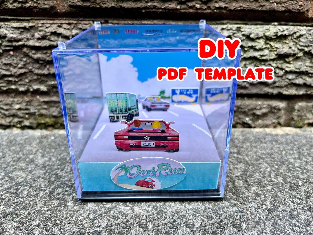 Outrun DIY Template Make Your Own 3D Game Cube Papercraft Diorama - Etsy