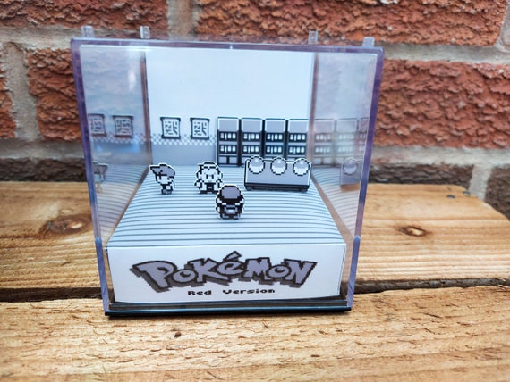 POKEMON RED Oak's Lab 3D Game Cube Diorama | Etsy