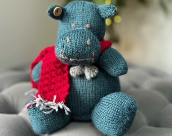Hand Knitted Hippo. - Etsy