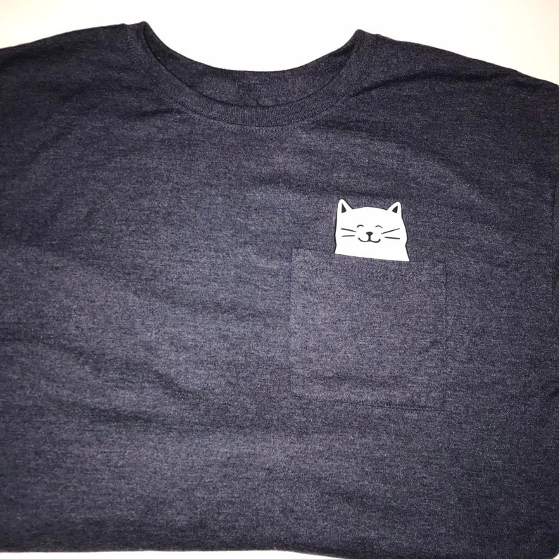 Pocket Cat Middle Finger T-shirt | Funny Cat Peeking Pocket Tee - Etsy