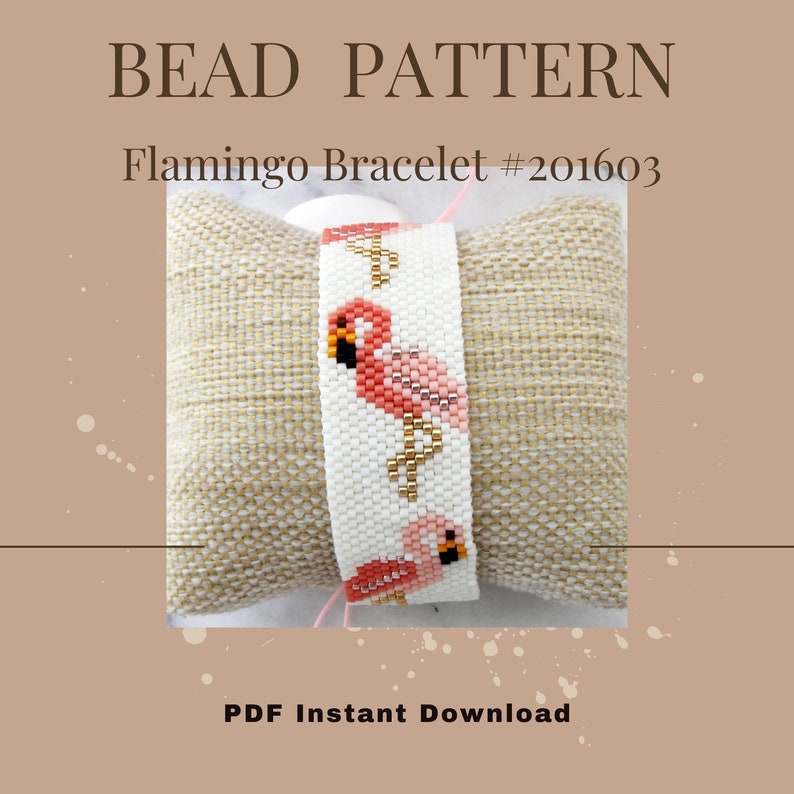 FLAMINGO Bracelet Beading Pattern, DM Miyuki Design, Beading Tutorials ...