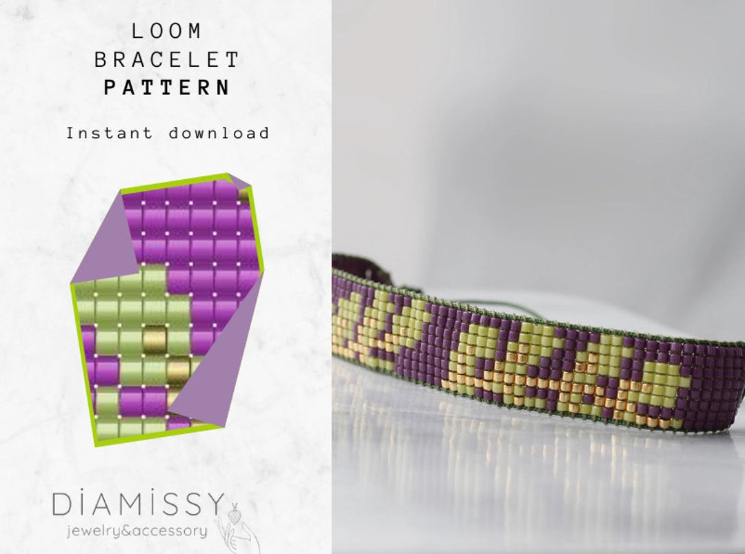 Olive Branch Loom Stitch Pattern Modern Artistic Bracelet With 3 Color ...