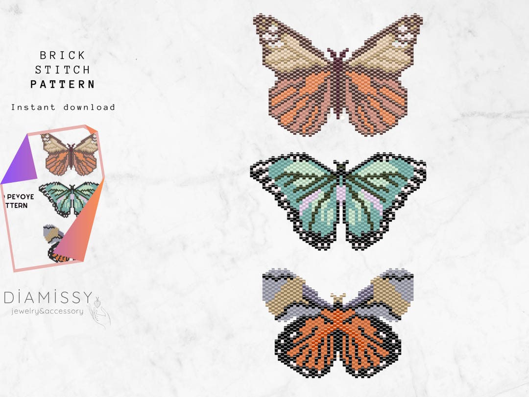 Colorful Butterfly Necklace Pattern – Vibrant Miyuki Beaded Design, Fun ...