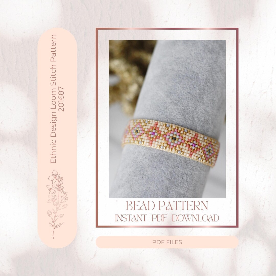 Ethnic Design Loom Stitch Pattern Powder and Cream Bracelet With Miyuki ...