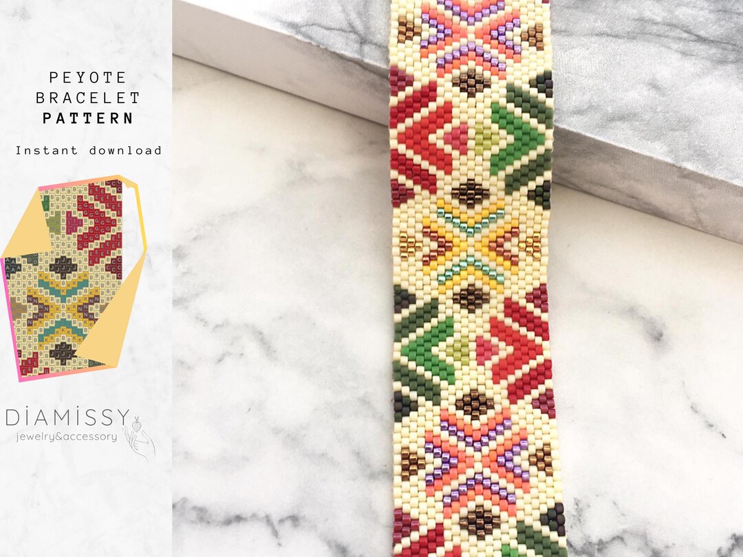 Miyuki Bold Yellow Kilim Pattern, Thick Beaded Tribal Design, DIY ...