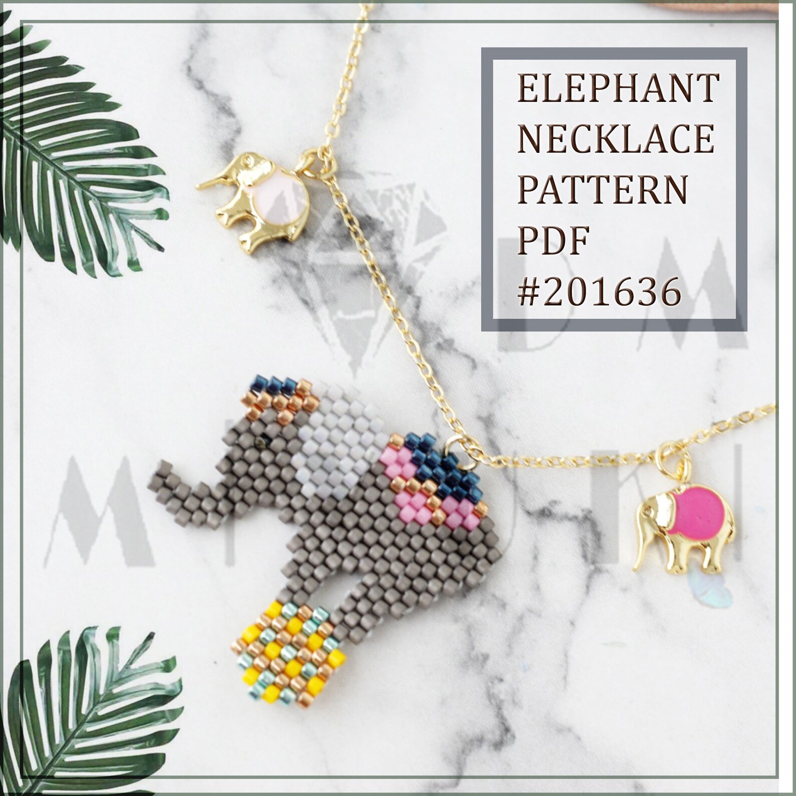 Elephant Earring Pendant Necklace Beading Pattern, DM Miyuki Design ...