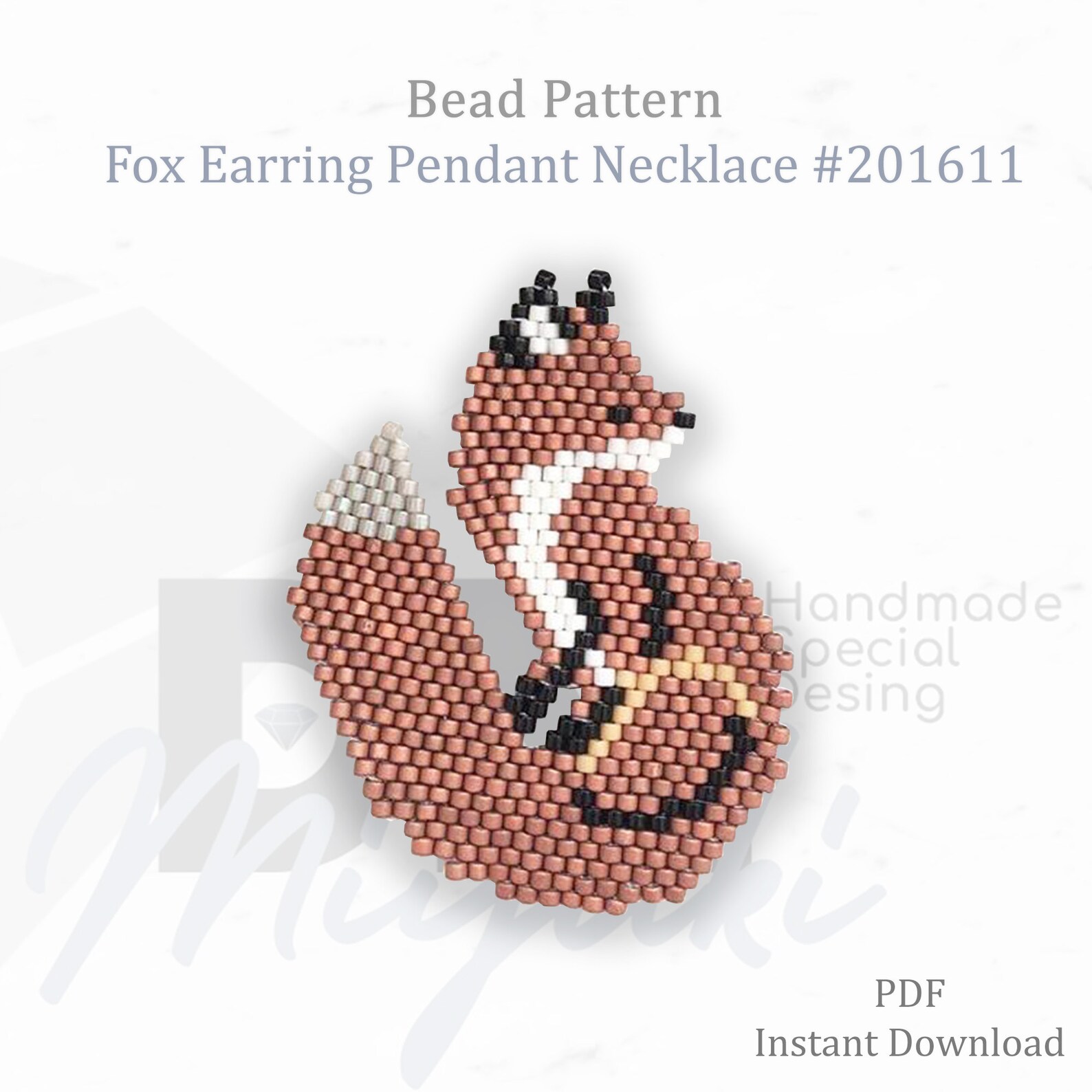 Fox Earring Pendant Necklace Beading Pattern. DM Miyuki - Etsy