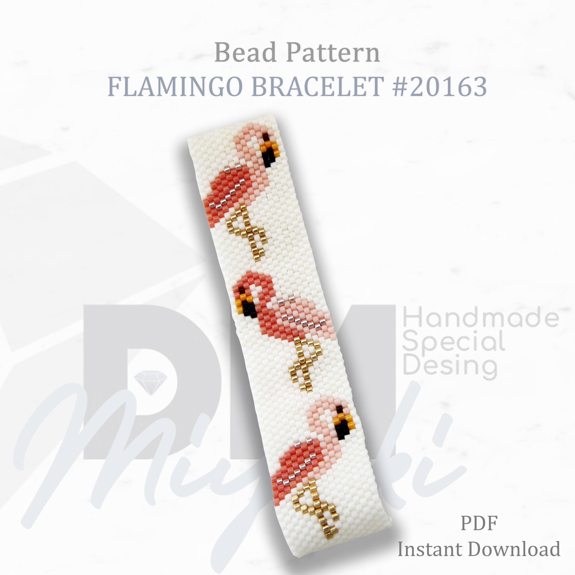 FLAMINGO Bracelet Beading Pattern, DM Miyuki Design, Beading Tutorials ...