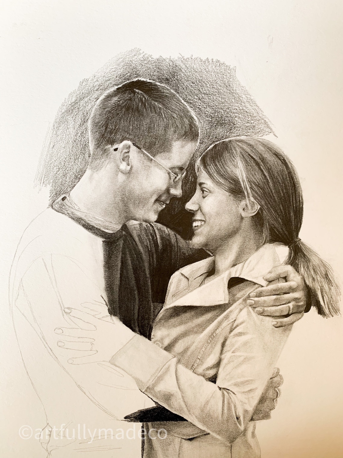 Custom Realistic Couple Portrait Drawing From Your Photo, Art ...