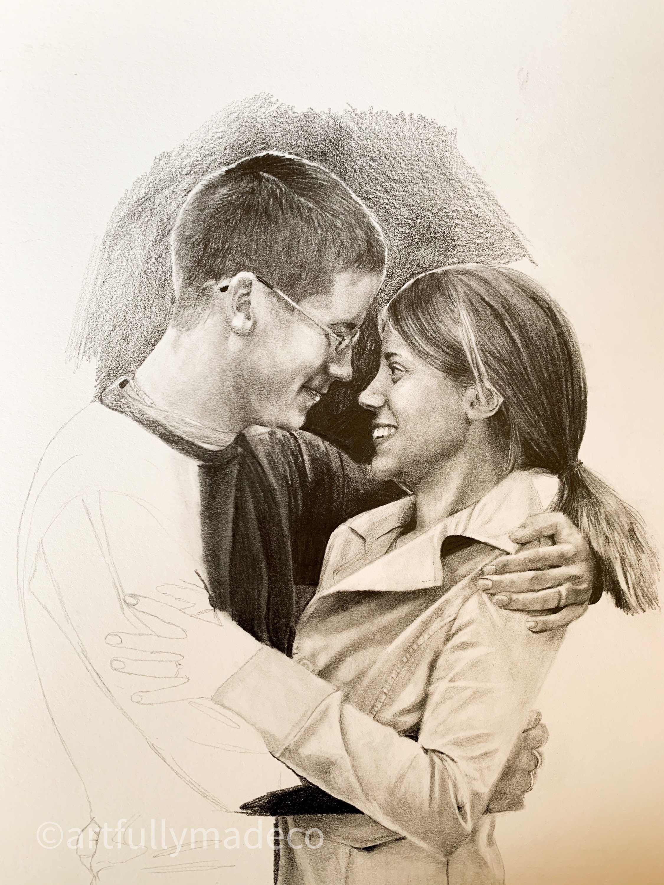 Custom Realistic Couple Portrait Drawing From Your Photo, Art ...