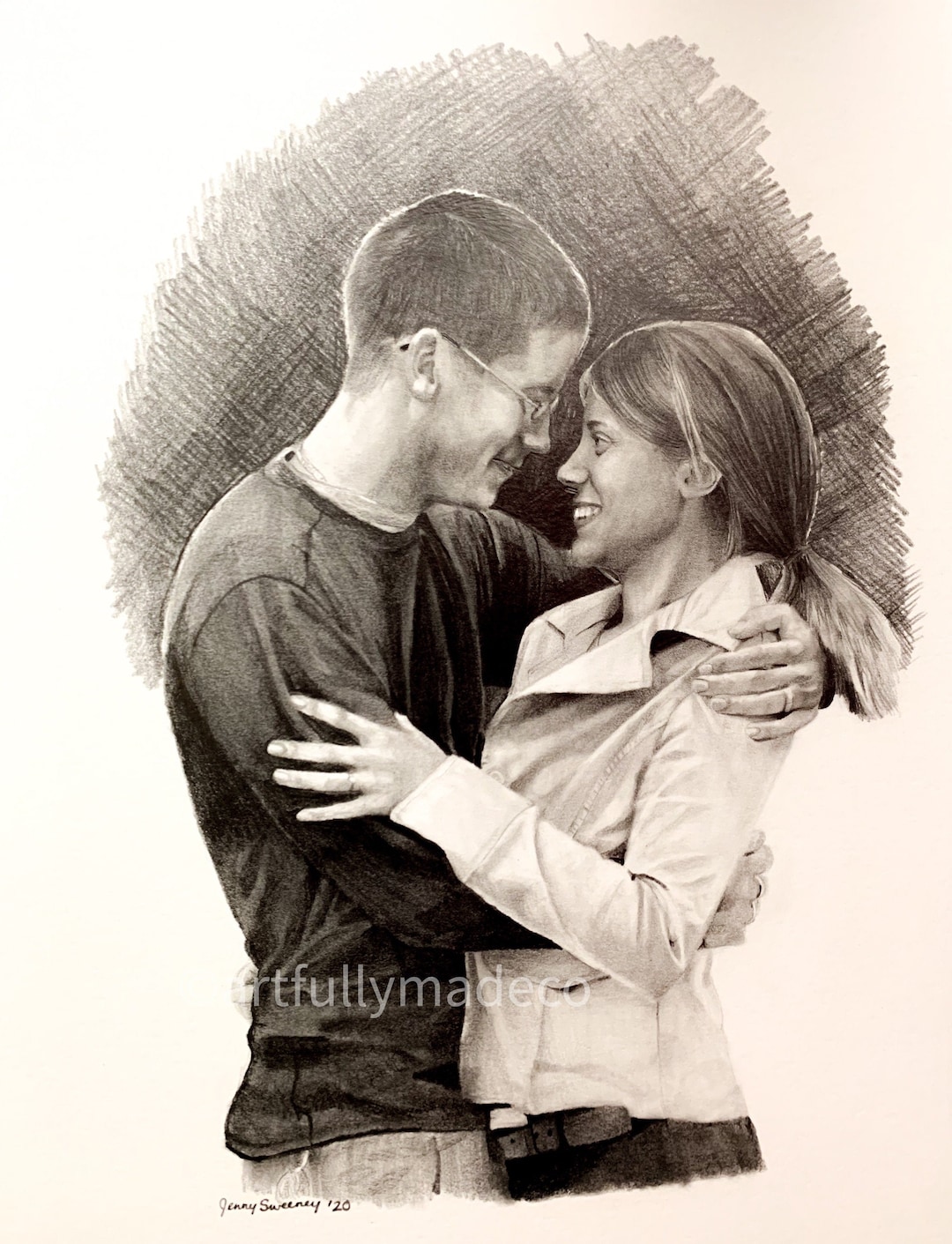 Custom Realistic Couple Portrait Drawing From Your Photo, Art ...