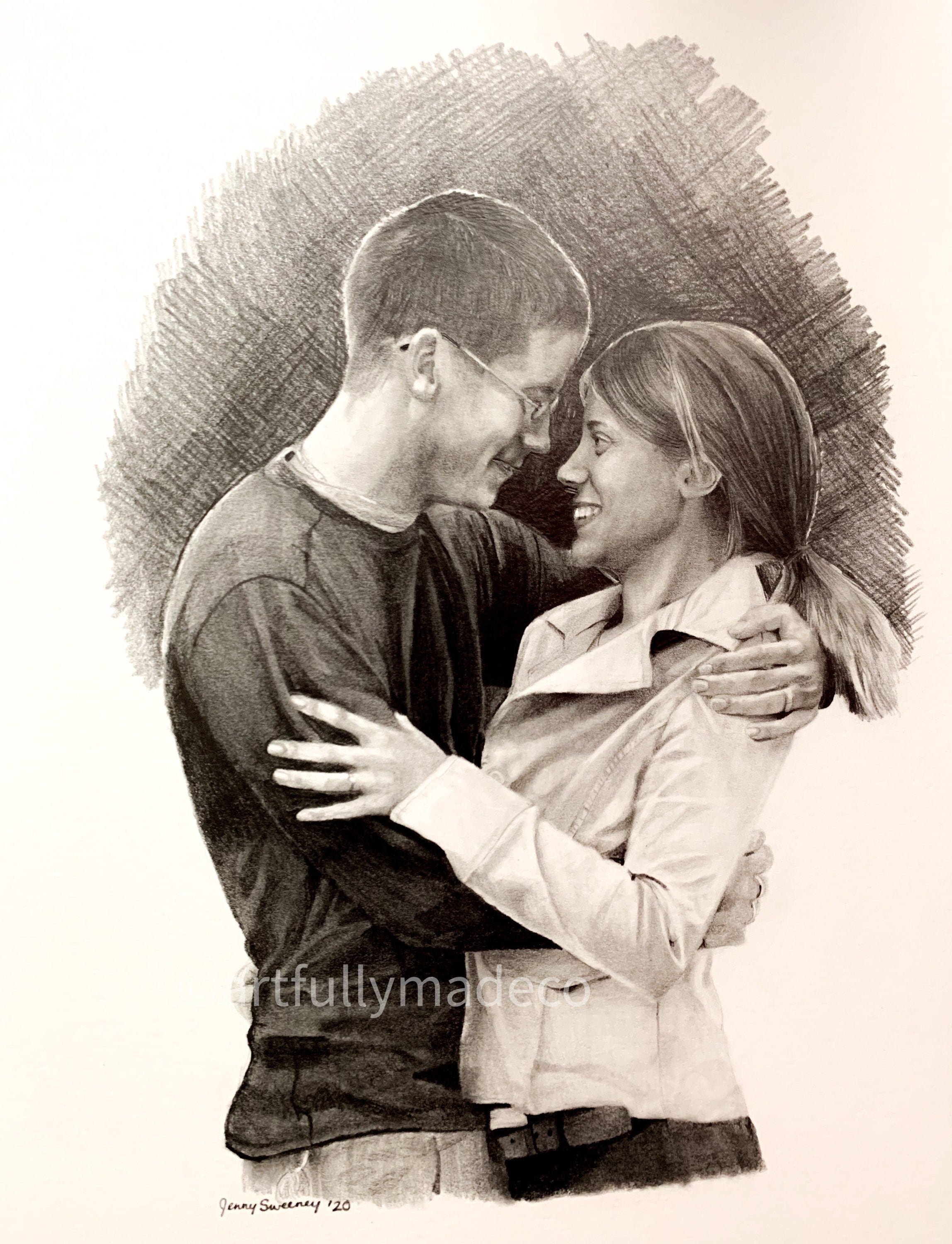Custom Realistic Couple Portrait Drawing From Your Photo Art Commission Wedding Gift Husband and Wife Couples Gift Pencil Drawing Etsy