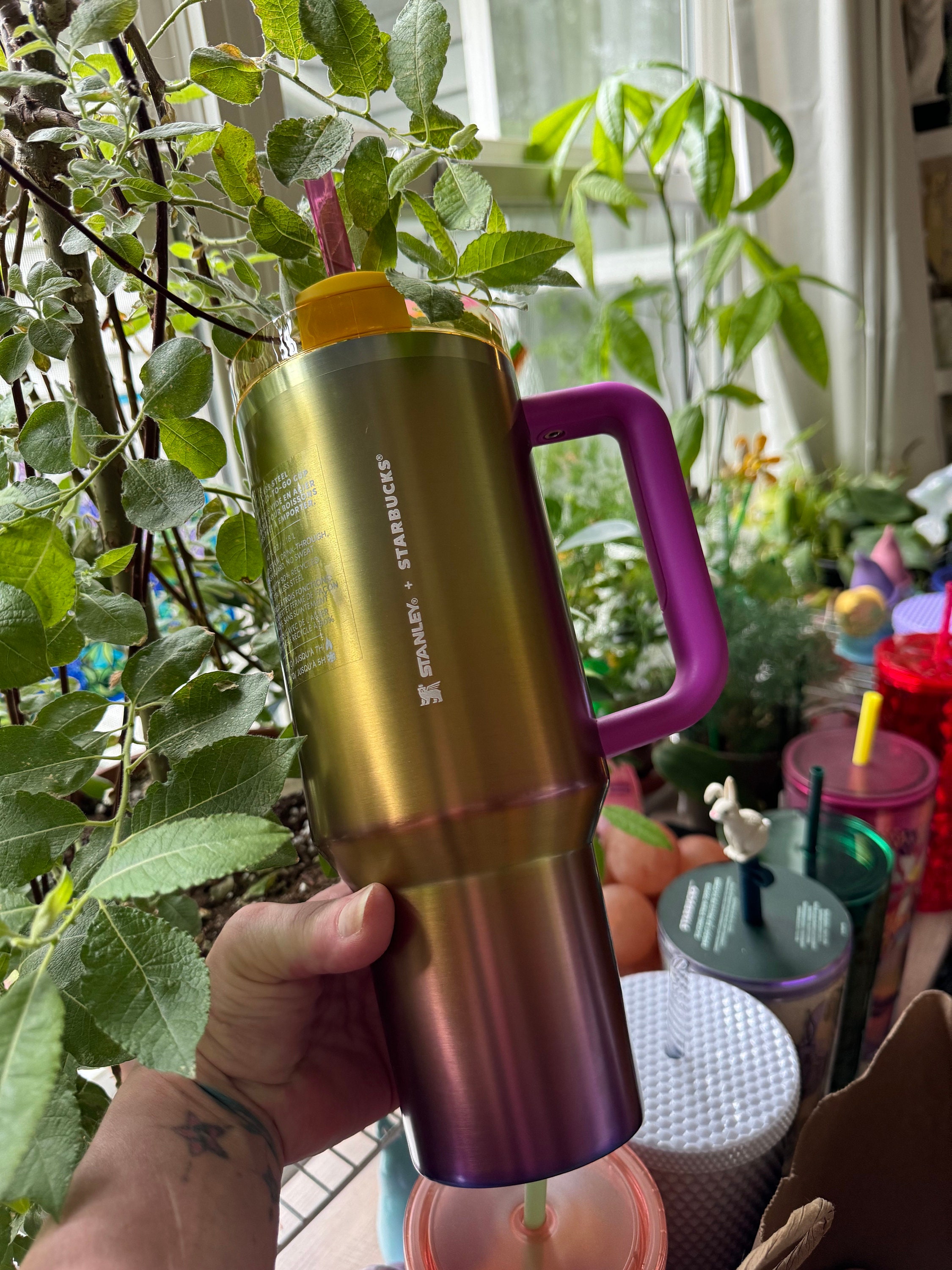 New Authentic Starbucks Stanley Yellow Purple 2024 Summer Sunset ...