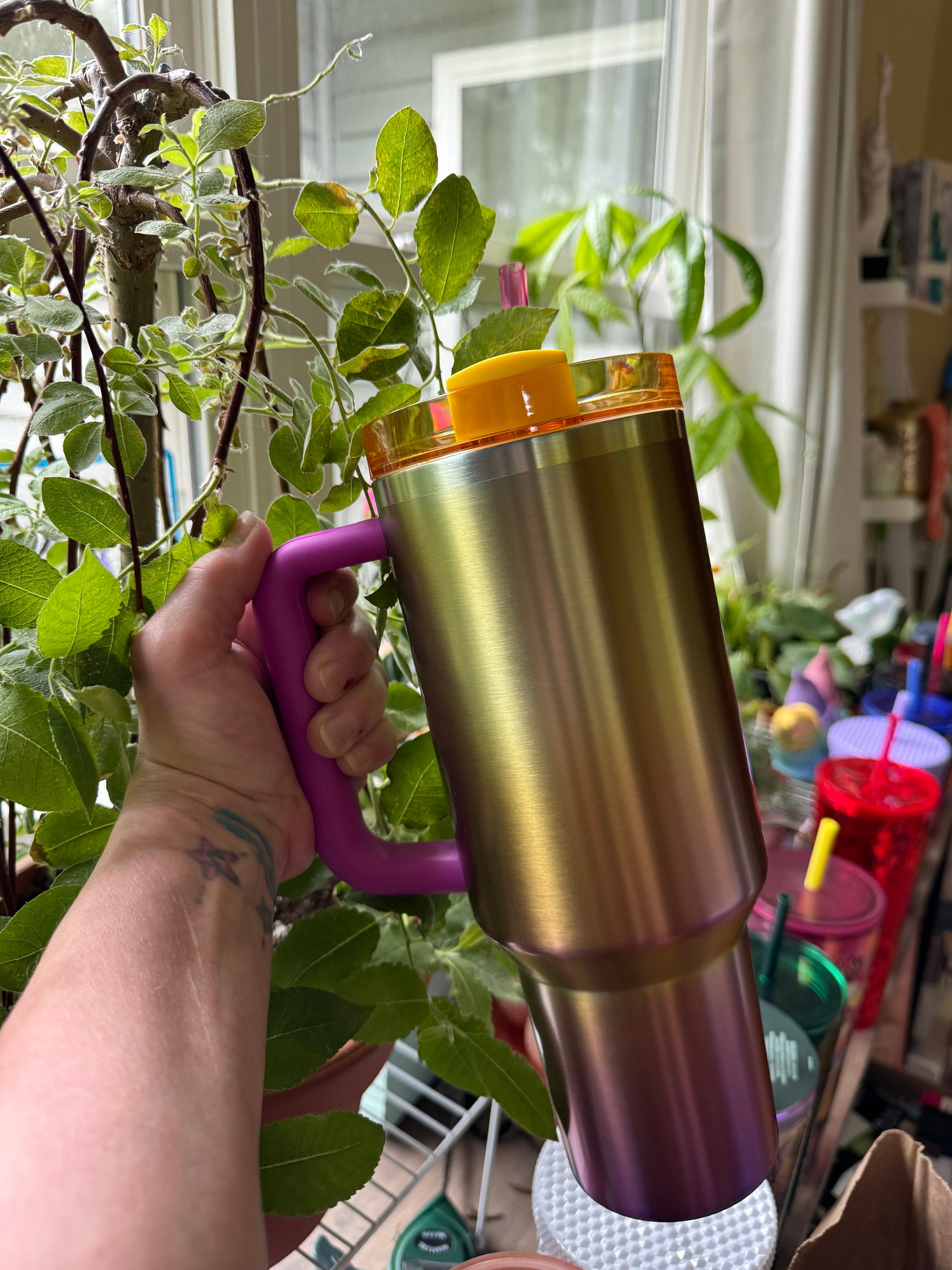 New Authentic Starbucks Stanley Yellow Purple 2024 Summer Sunset ...