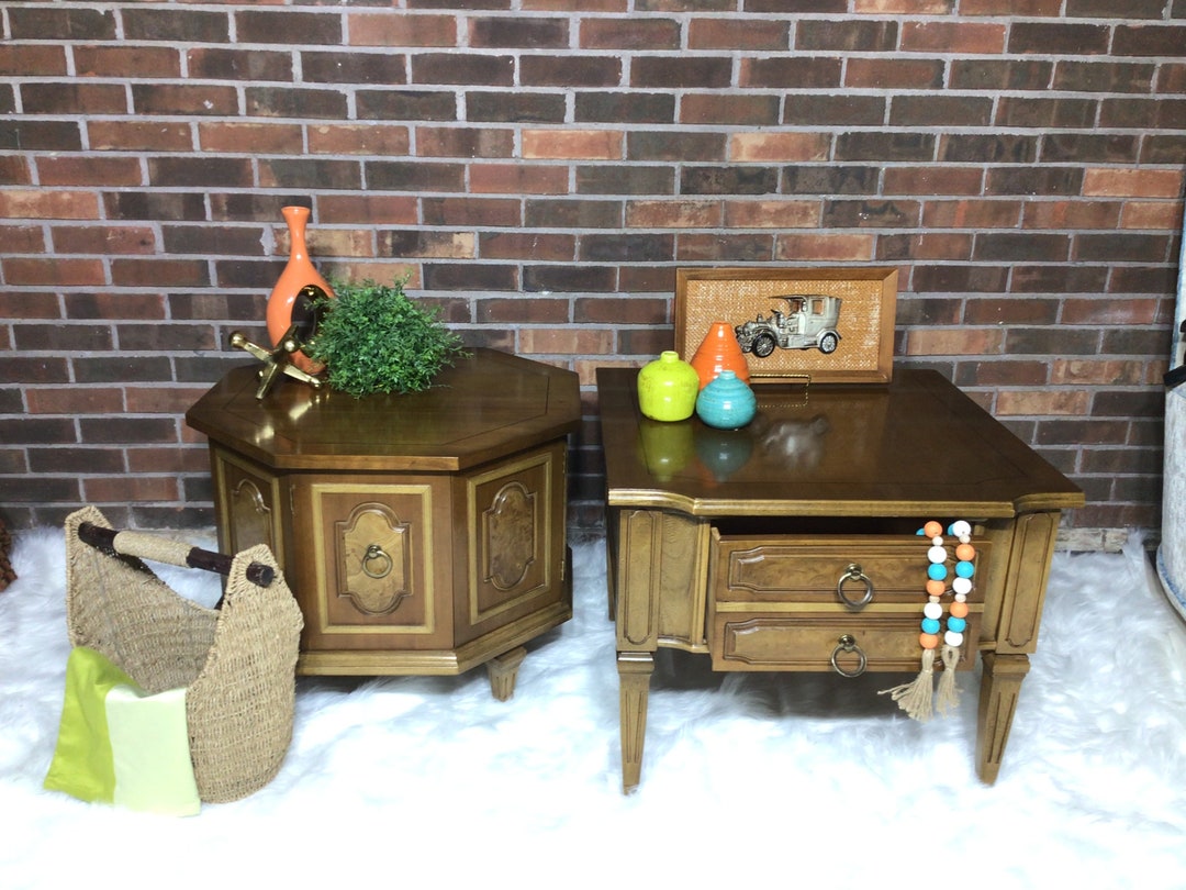 Matching Two Toned Mid Century End Table Set - Etsy