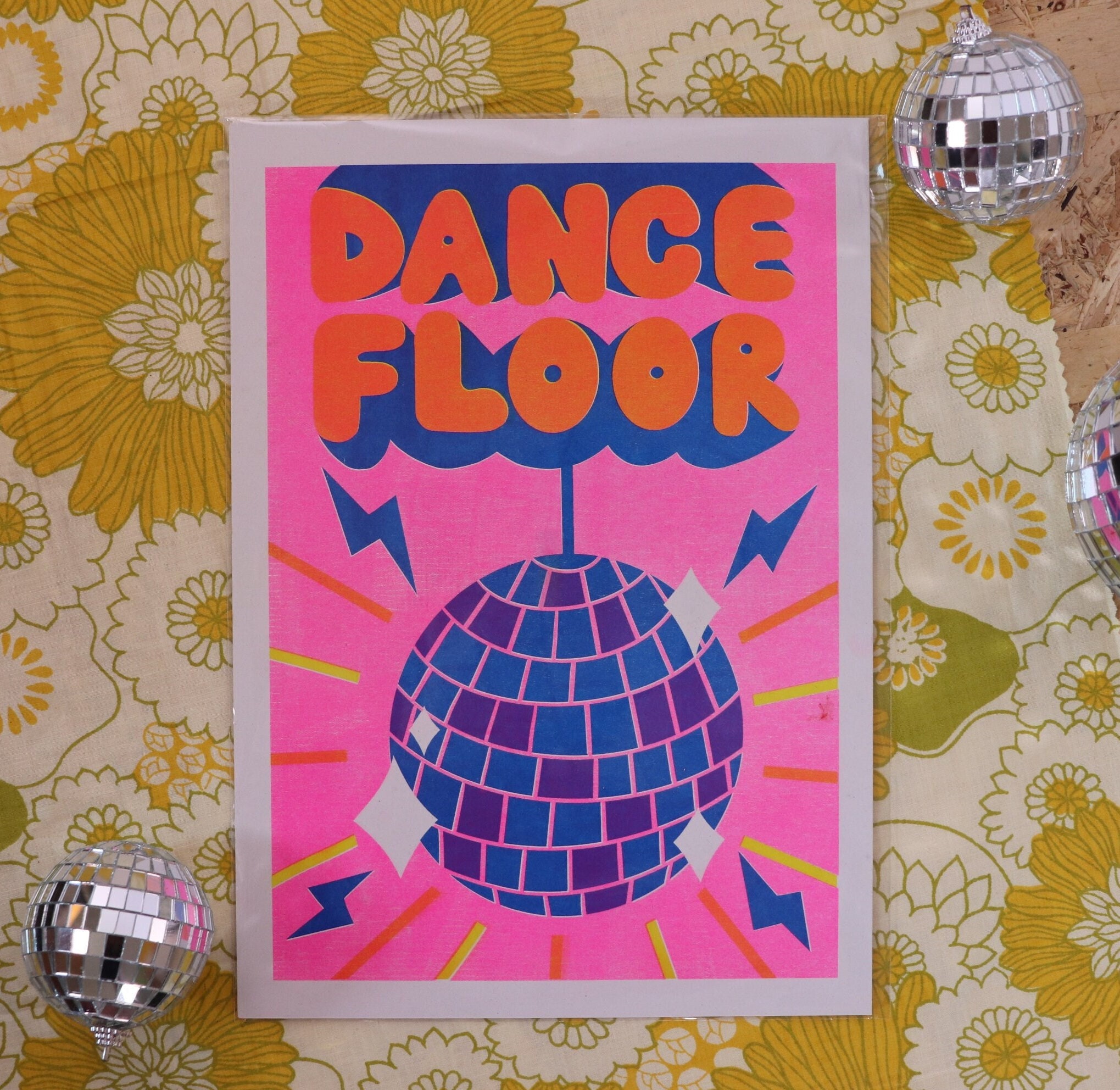 A4 Disco Dance Floor Risograph Print! - Etsy