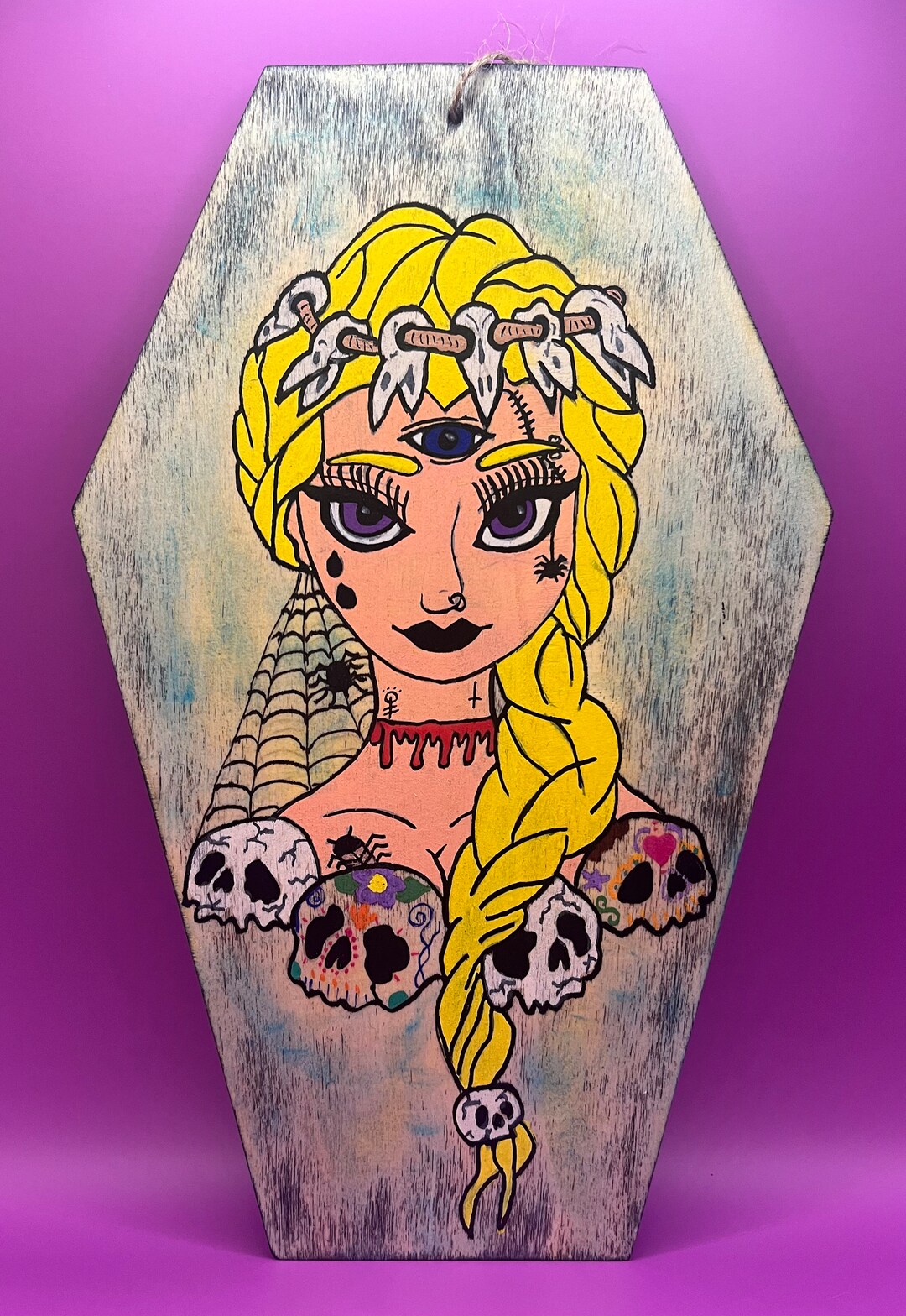 Handpainted Gothic Lady Inspired Coffin Plaque - Etsy