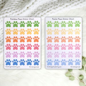 Paw Print Sticker Sheet - Cat Paw Print Stickers, Dog Paw Print ...