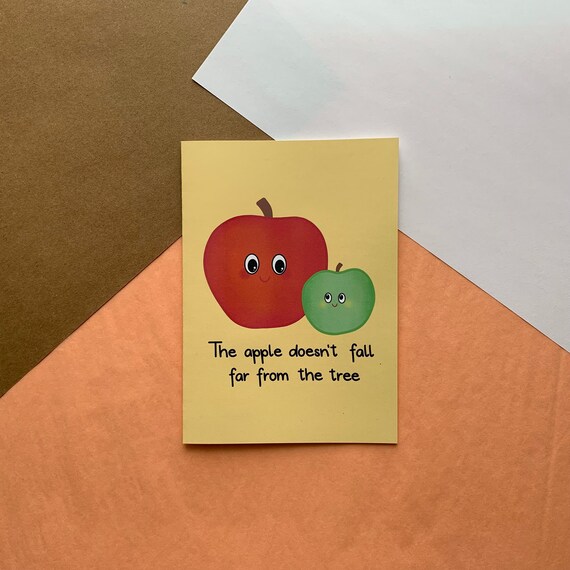 The Apple Doesnt Fall Far From The Tree Greetings Card Cute | Etsy