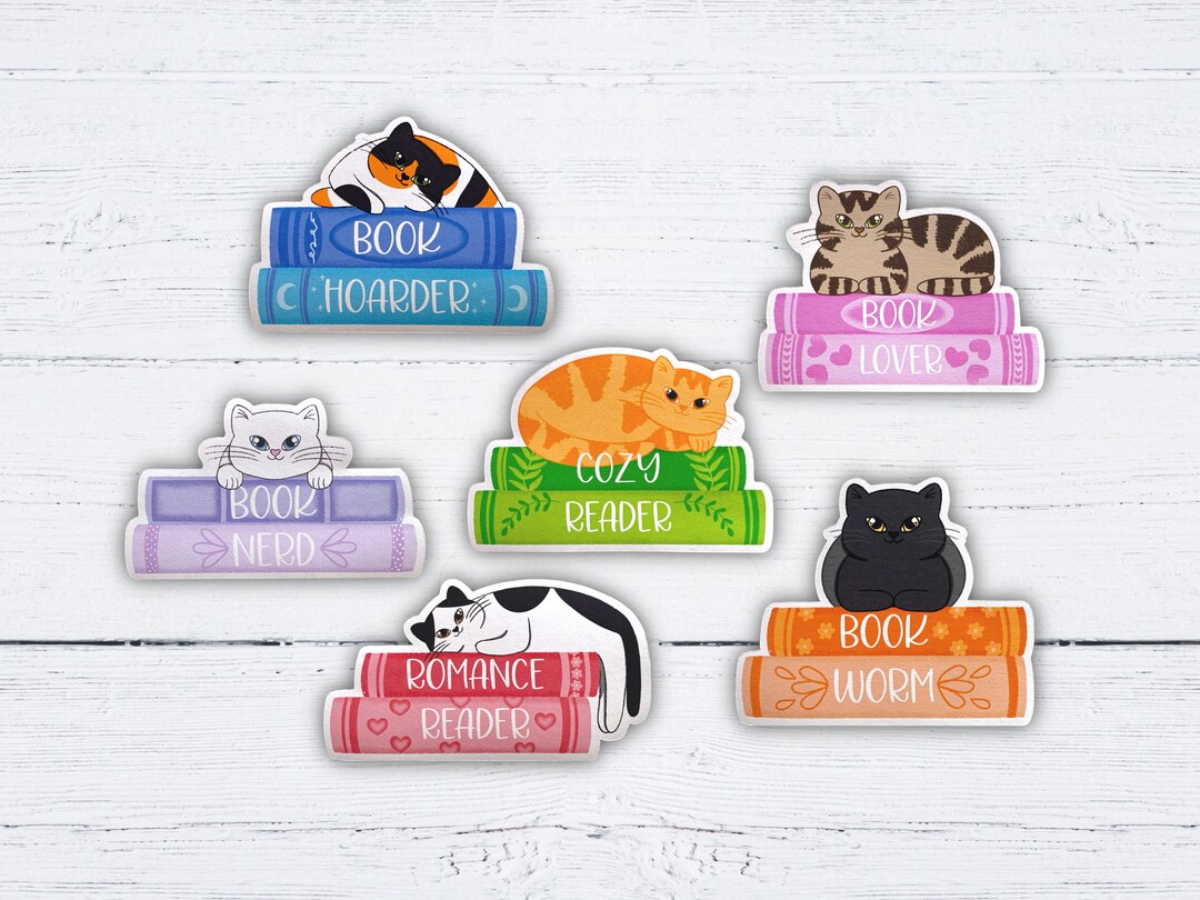 Cats and Books Decorative Magnets - Fridge Magnet, Cat Magnet, Book ...