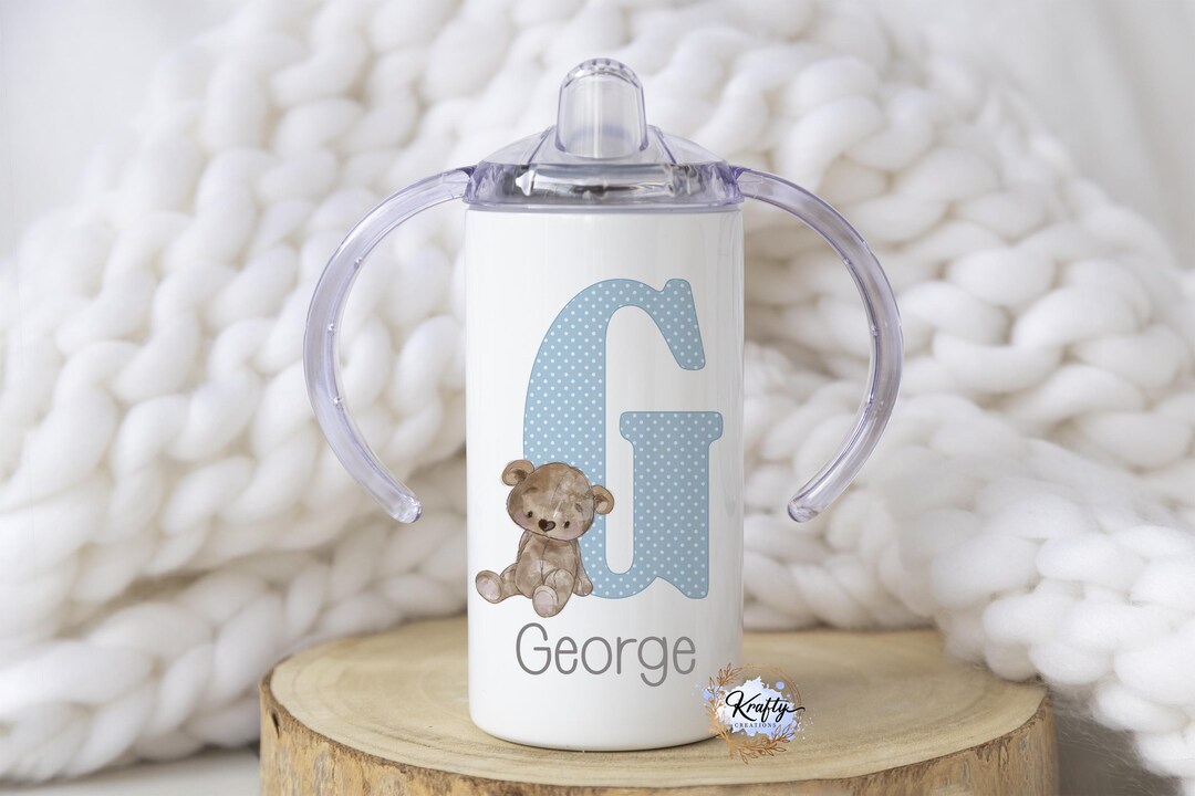 Bear Sippy Cup, Personalised Teddy Bear Cup, 13oz Children's Sippy Cup ...