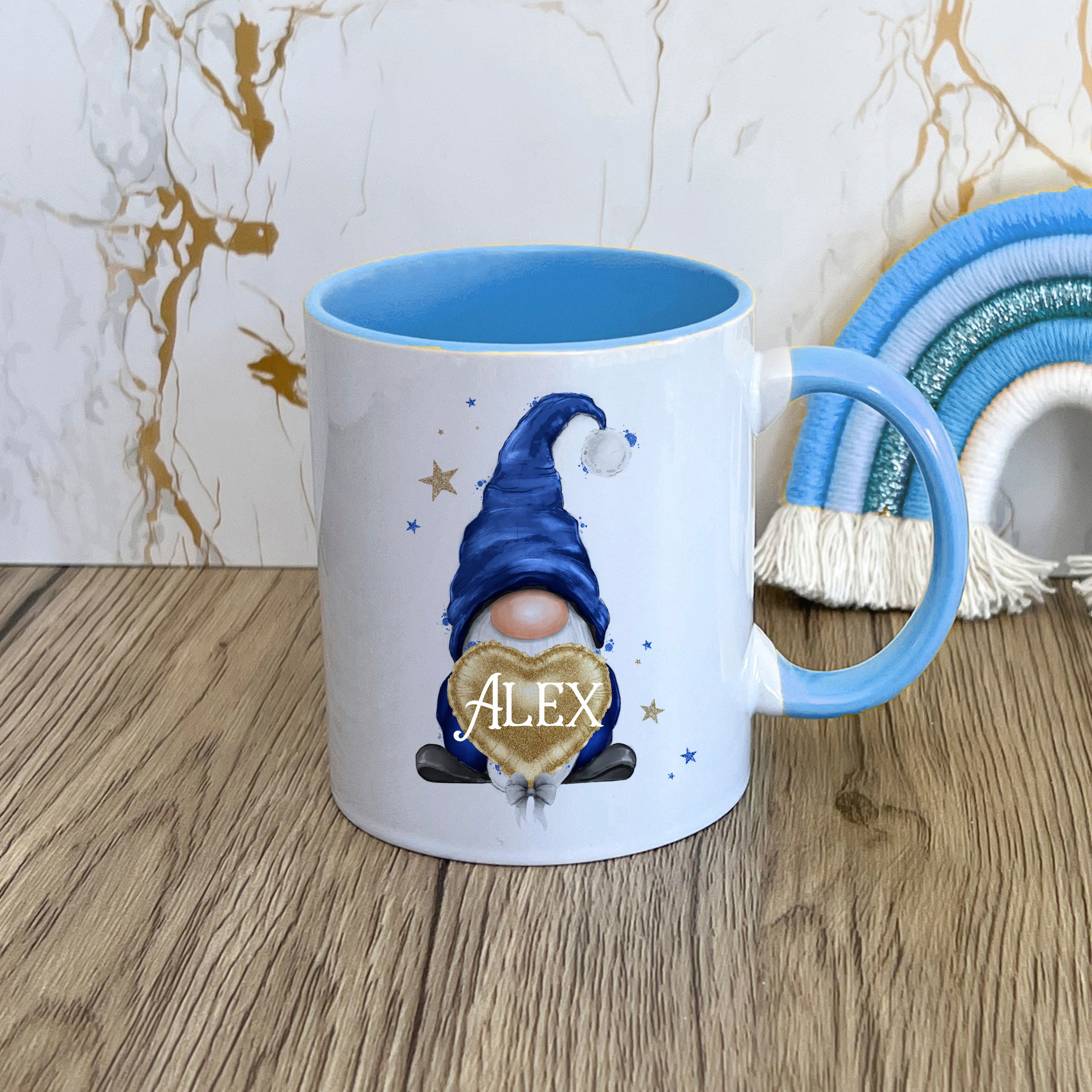 Personalised Gonk Mug, Stocking Filler, Gifts for Her, Pink Gonk, Navy ...