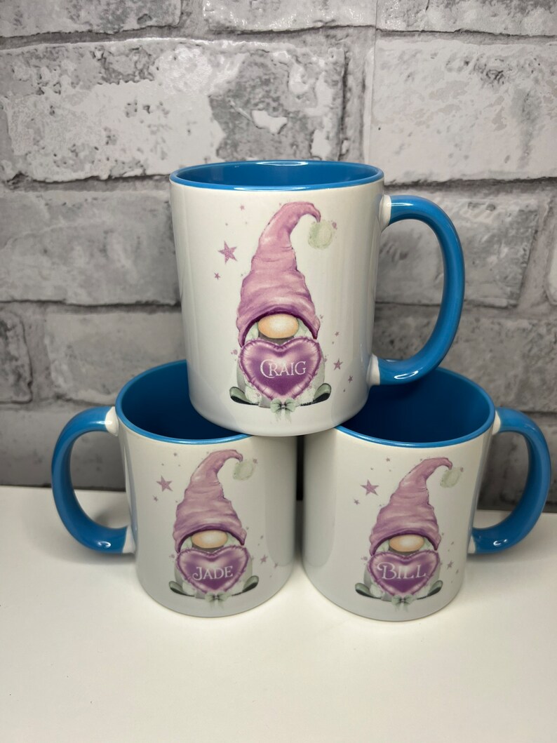 Personalised Gonk Mug, Stocking Filler, Gifts for Her, Pink Gonk, Navy ...