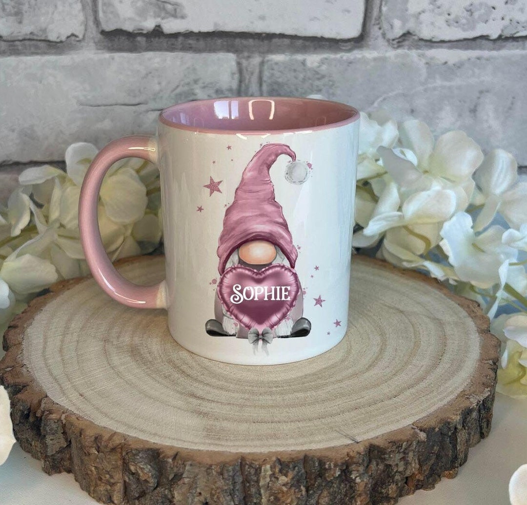 Personalised Gonk Mug, Stocking Filler, Gifts for Her, Pink Gonk, Navy ...