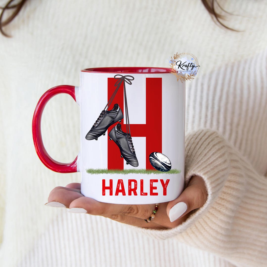 Rugby Mugs | Personalised Rugby Mug | Boys Rugby | Rugby Initials and ...
