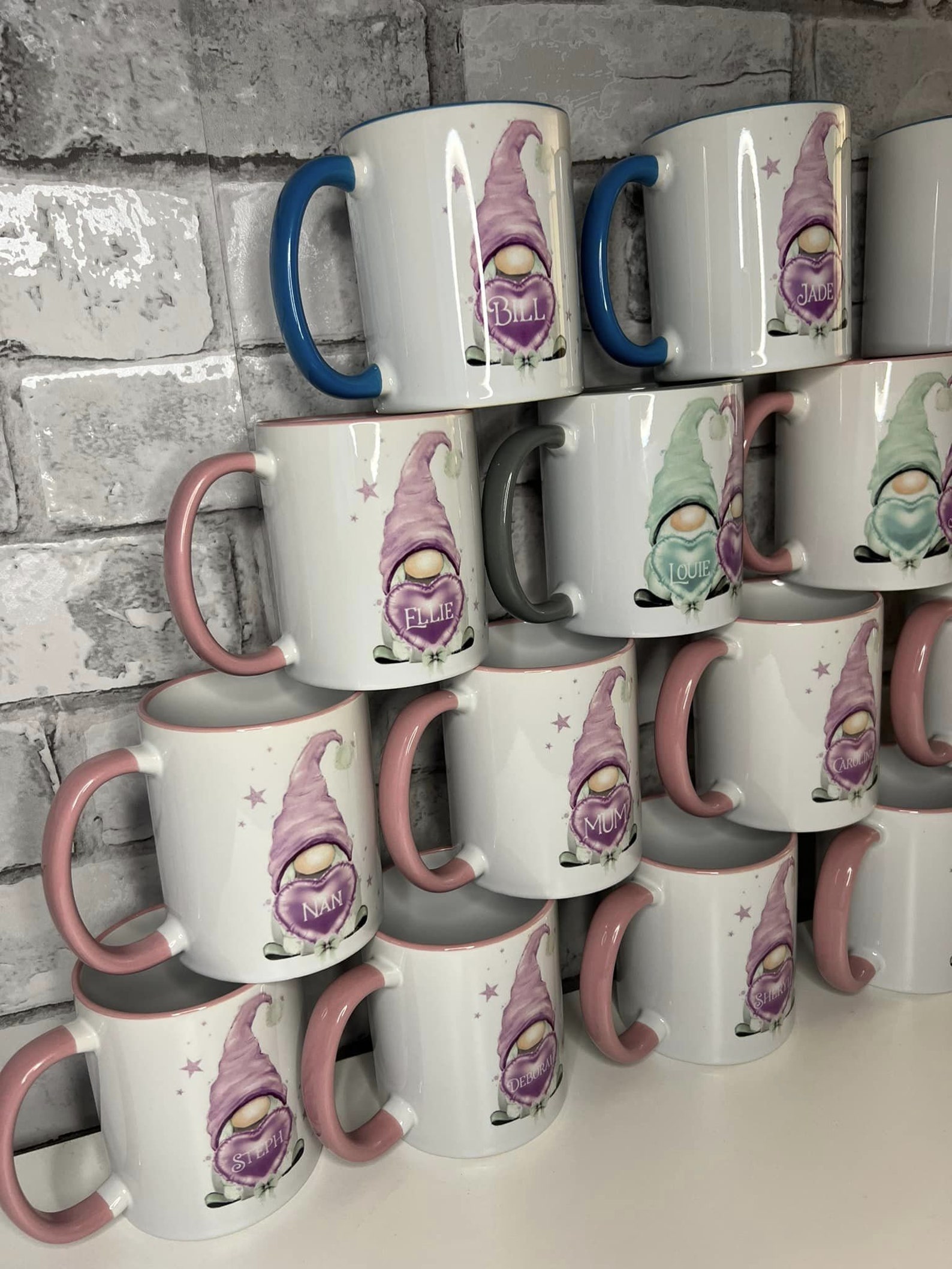 Personalised Gonk Mug, Stocking Filler, Gifts for Her, Pink Gonk, Navy ...