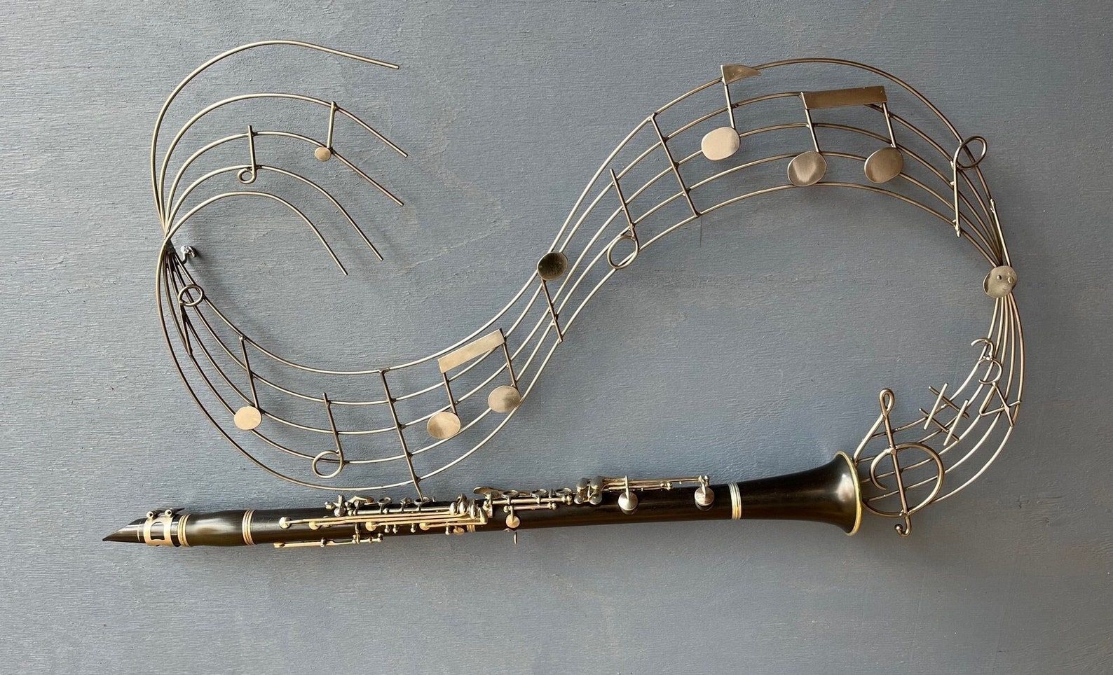 Clarinet Music Line Upcycled Metal Artwork Notes Instrument - Etsy