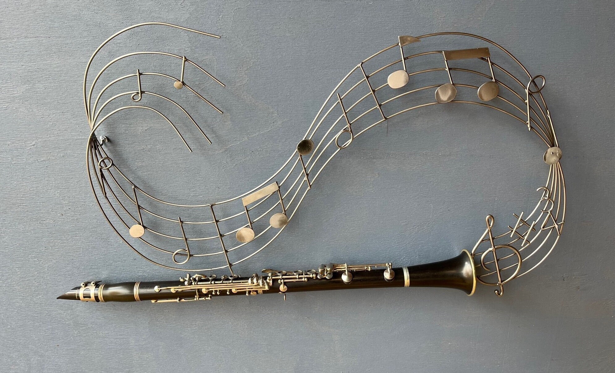 Clarinet Music Line Upcycled Metal Artwork Notes Instrument - Etsy