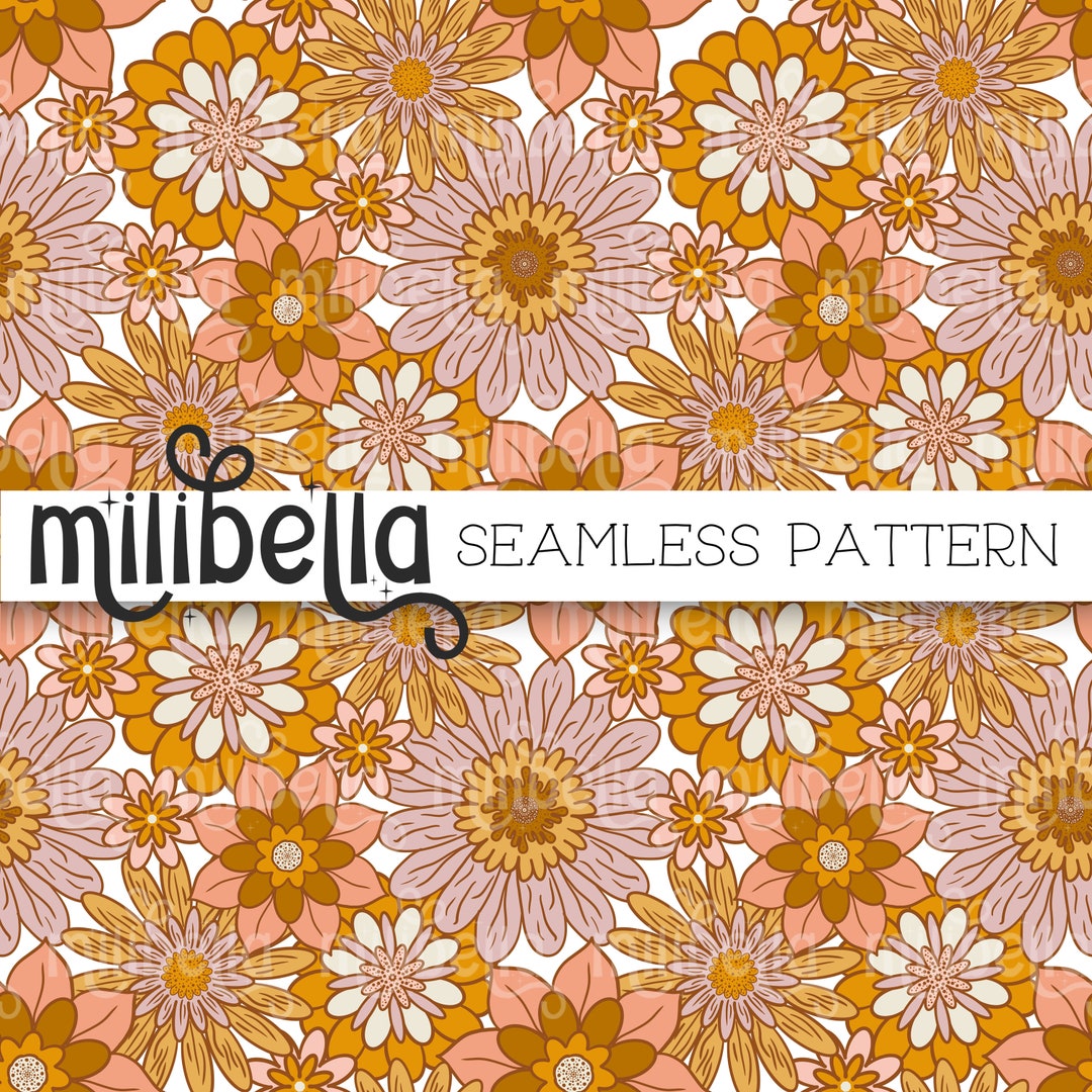 Yellow Retro Flower Seamless Pattern, Boho, Floral, Flower, Seamless ...