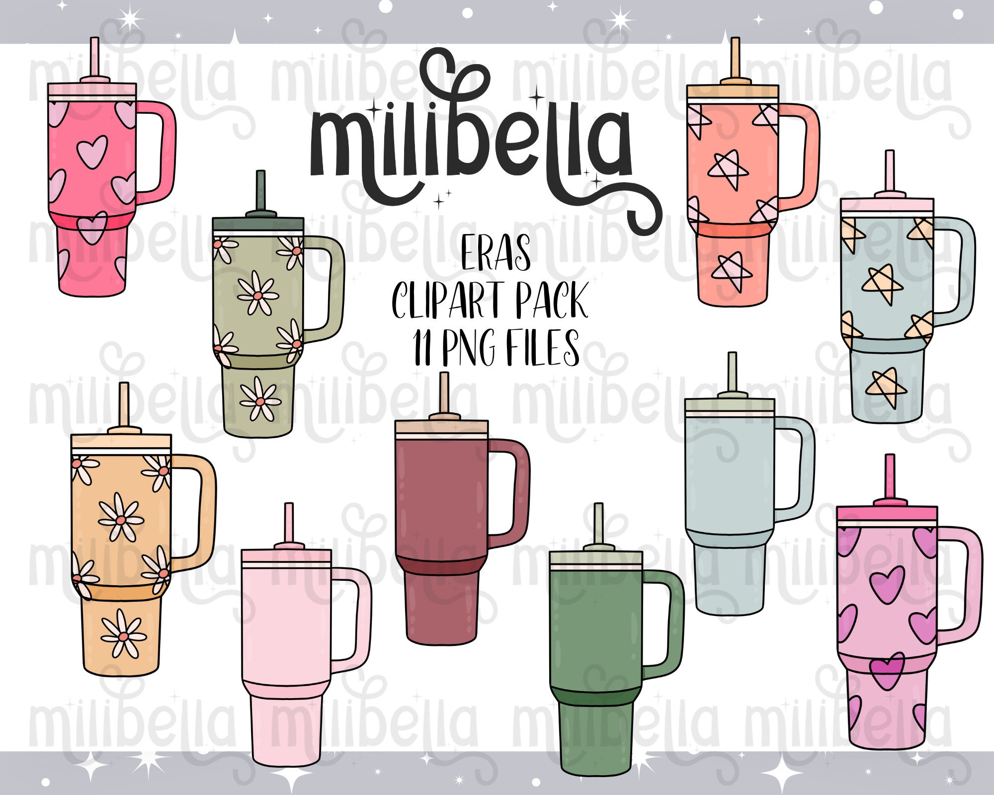 Trendy Cup PNG Clip Art, Tumbler, Stanley, Trend, Drink, Hand Drawn ...