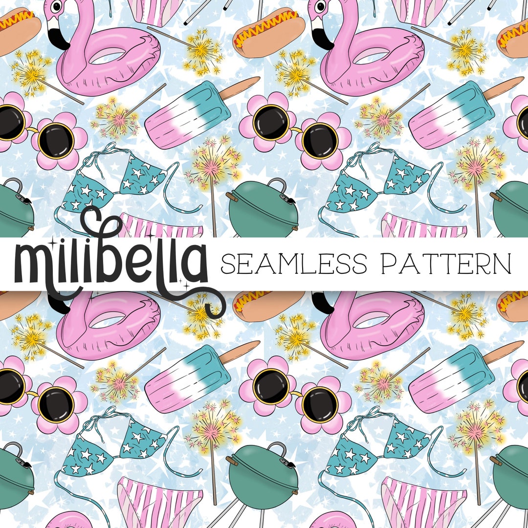 Pool Party Seamless Pattern, Summer, Seamless File, Pool Float ...