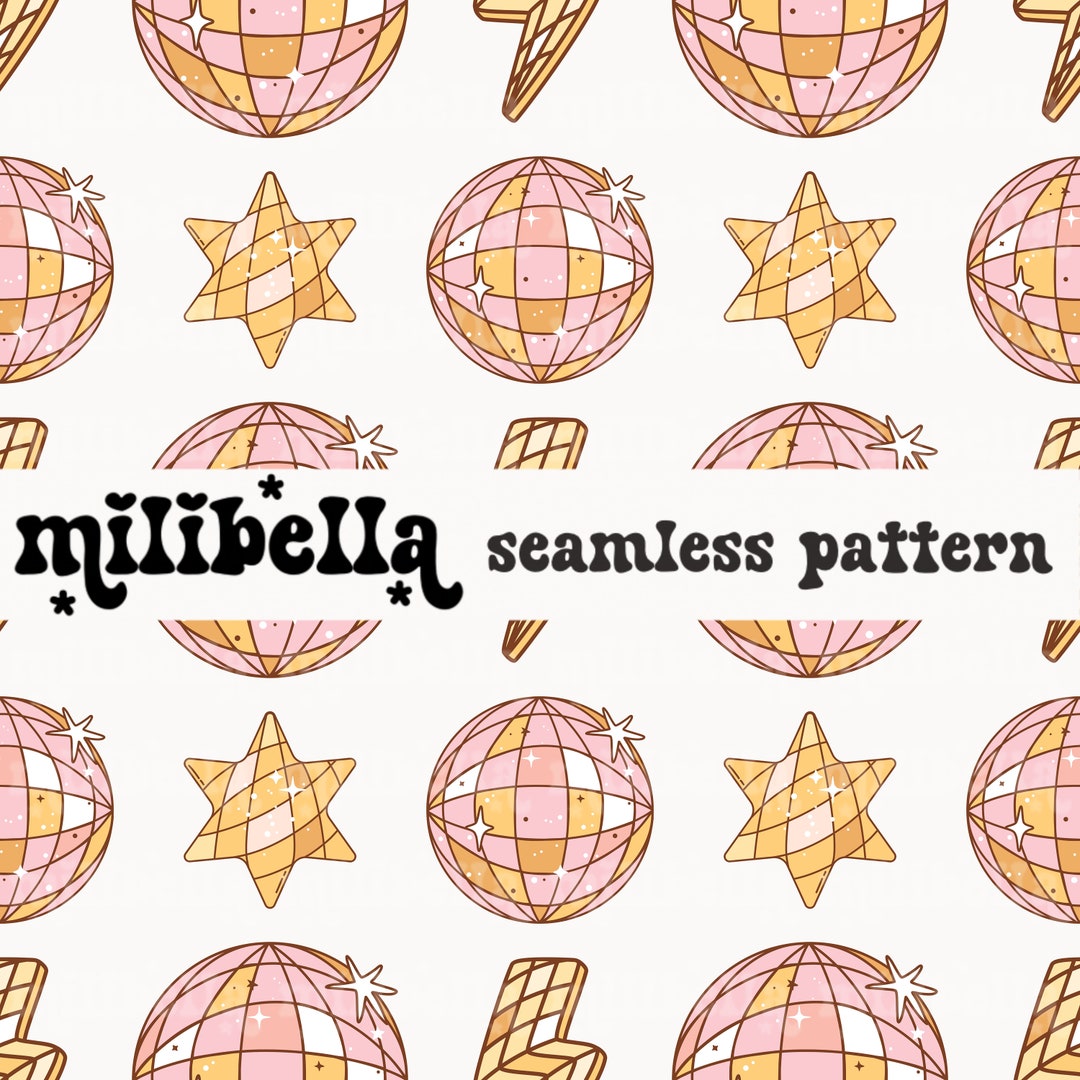 Disco Ball Seamless Pattern, Moon, Star, Sparkle, Pastel, Seamless File ...