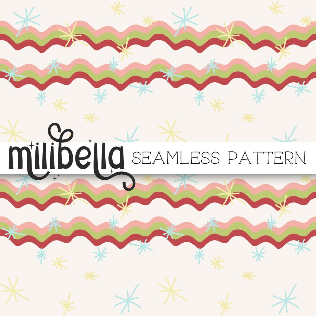 Wavy Star Stripe Seamless Pattern, Retro, Stars, Christmas, Seamless ...