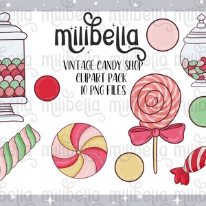 Vintage Candy Clip Art Set, Sweets, Candies, Jar, Gumball, Sugar, Hand ...
