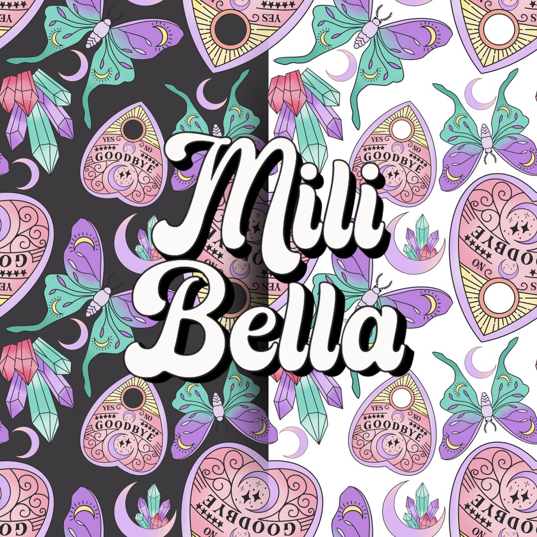 Pastel Goth Seamless Pattern, Lunar Moth, Planchette, Hand Drawn ...