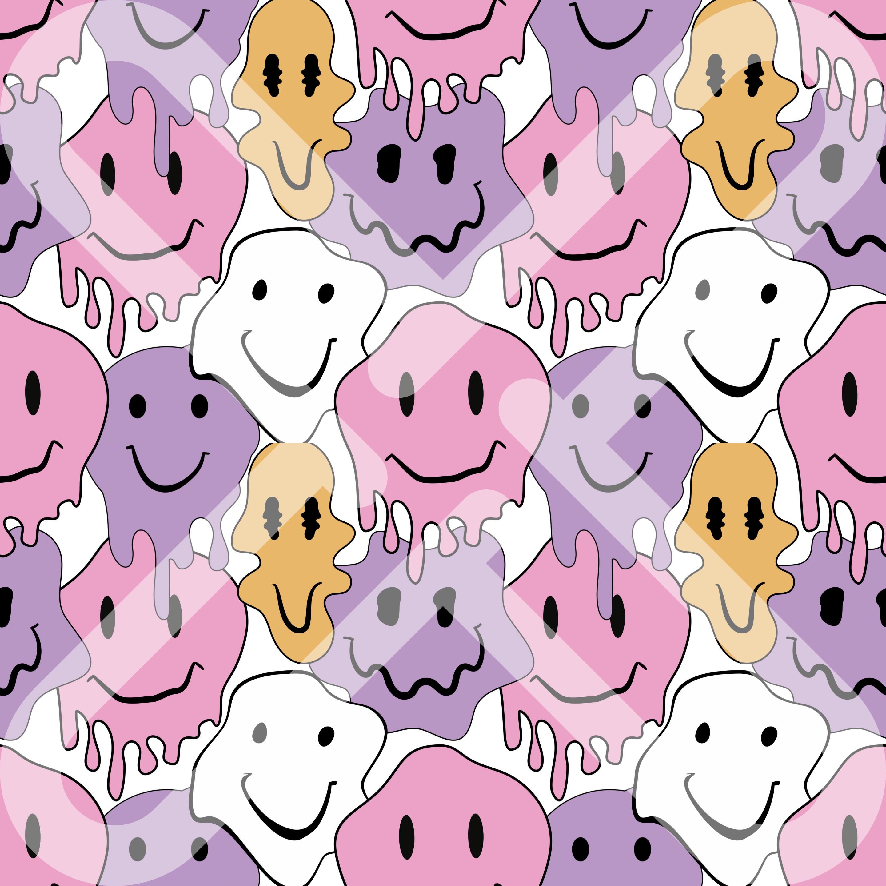Drippy Face Groovy Smiley Retro Seamless Digital - Etsy