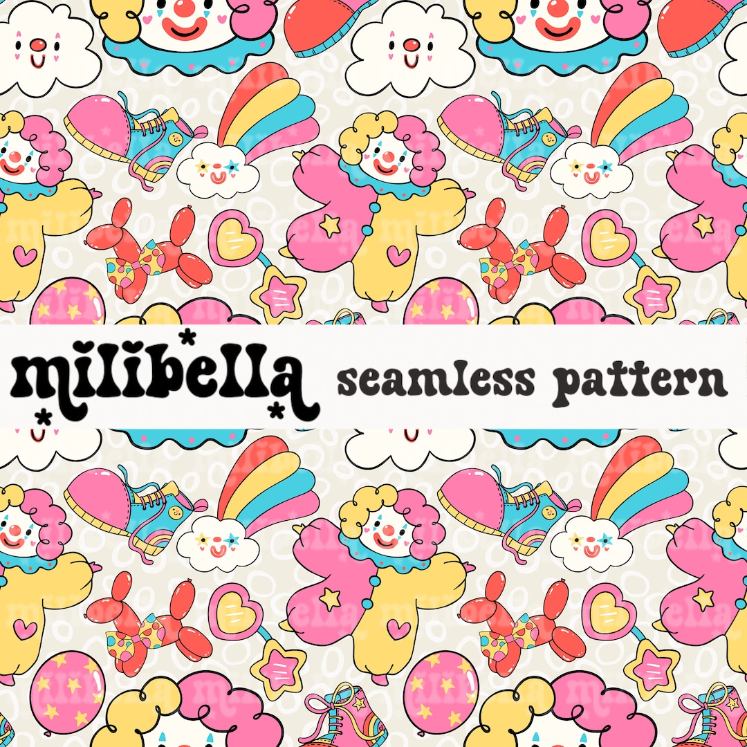 Clowns Seamless Pattern, Circus, Clown, Party, Birthday, Seamless File ...