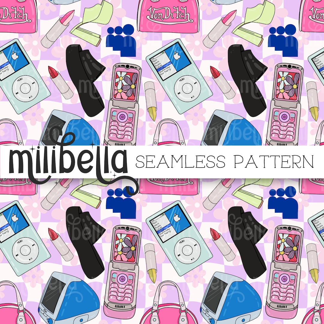 Y2K Nostalgia Seamless Pattern, 2000s, Fashion, Technology, Seamless ...
